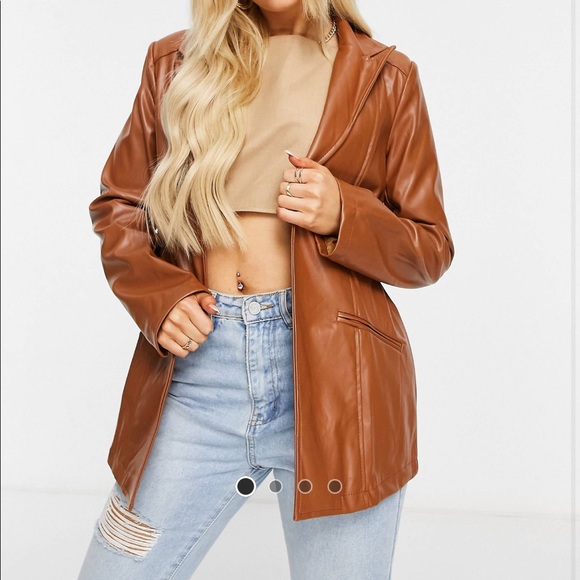Missguided | Jackets & Coats | Missguided Faux Leather Blazer | Poshmark